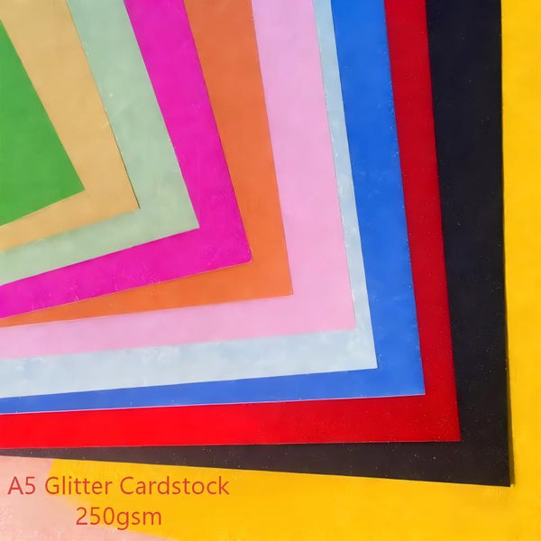 A5 Glitter Cardstock, 50 sheets per pack, 25 colors, 250gsm ...