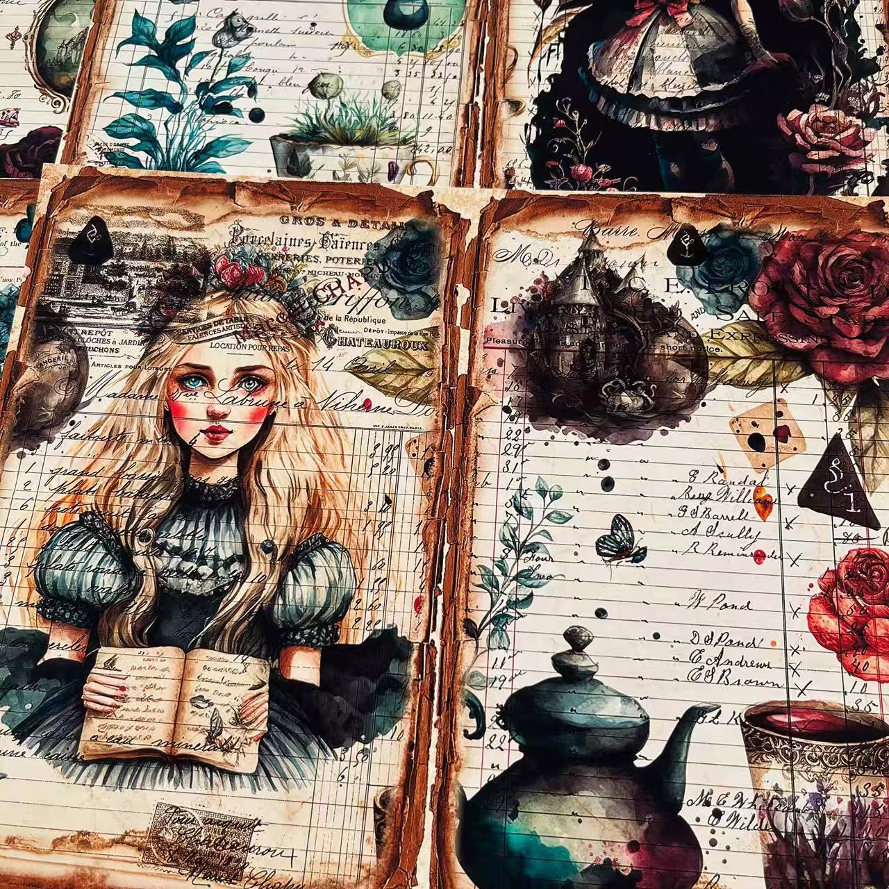 1025 A4 size Dark fairy tale Style Paper 4 pcs – Goodiesforsoul