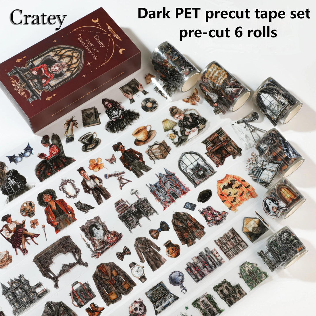 Dark tape set PET 6 rolls *pre-cut – Goodiesforsoul