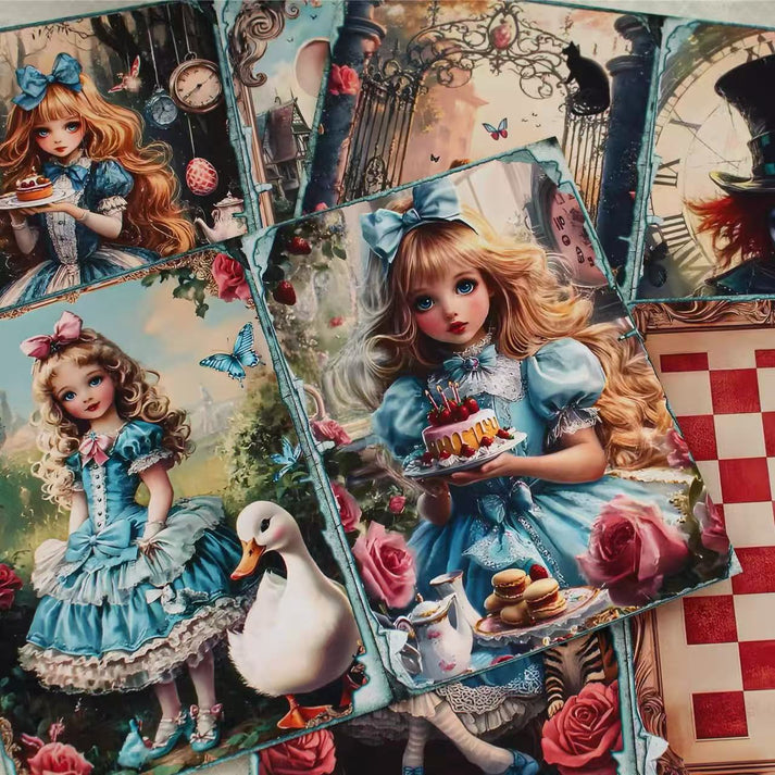 260120 A4 size Alice in Wonderland Style paper 11 pcs – Goodiesforsoul