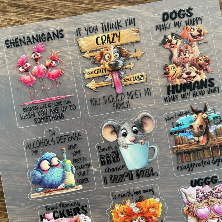 3D Animal humor quotes PET Stickers 1pcs – Goodiesforsoul