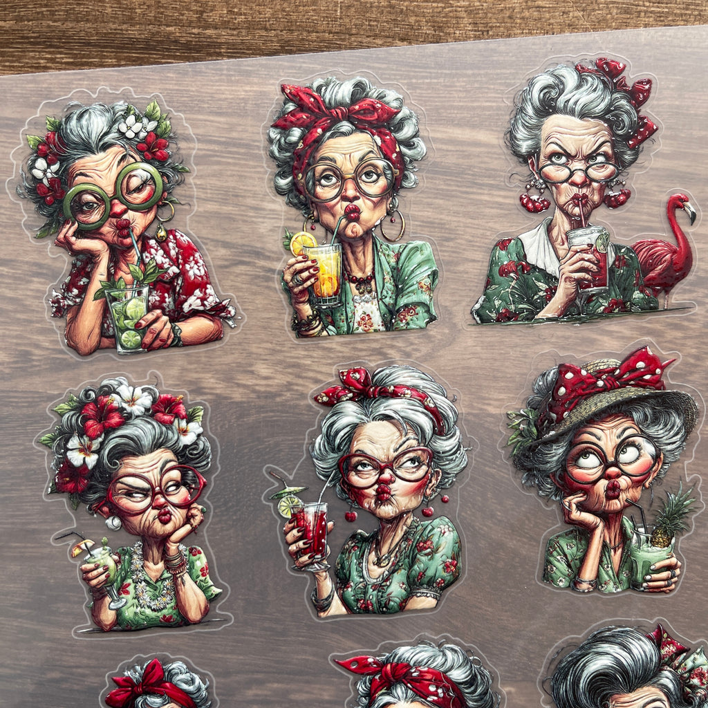 3D Fashionable old lady PET Sticker 1 Pcs – Goodiesforsoul