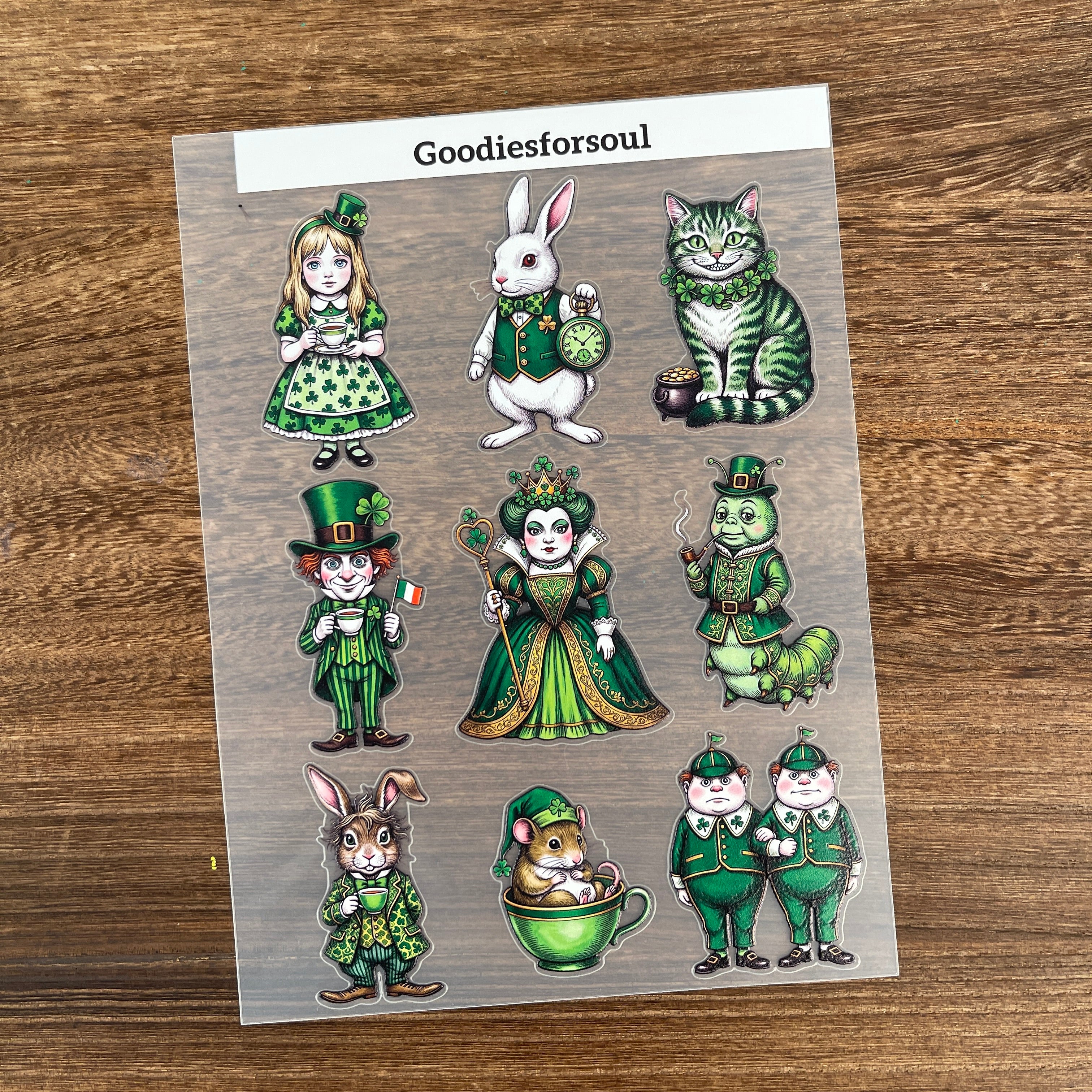 3D Alice in Wonderland x St. Patrick day PET Sticker 1 Pcs – Goodiesforsoul