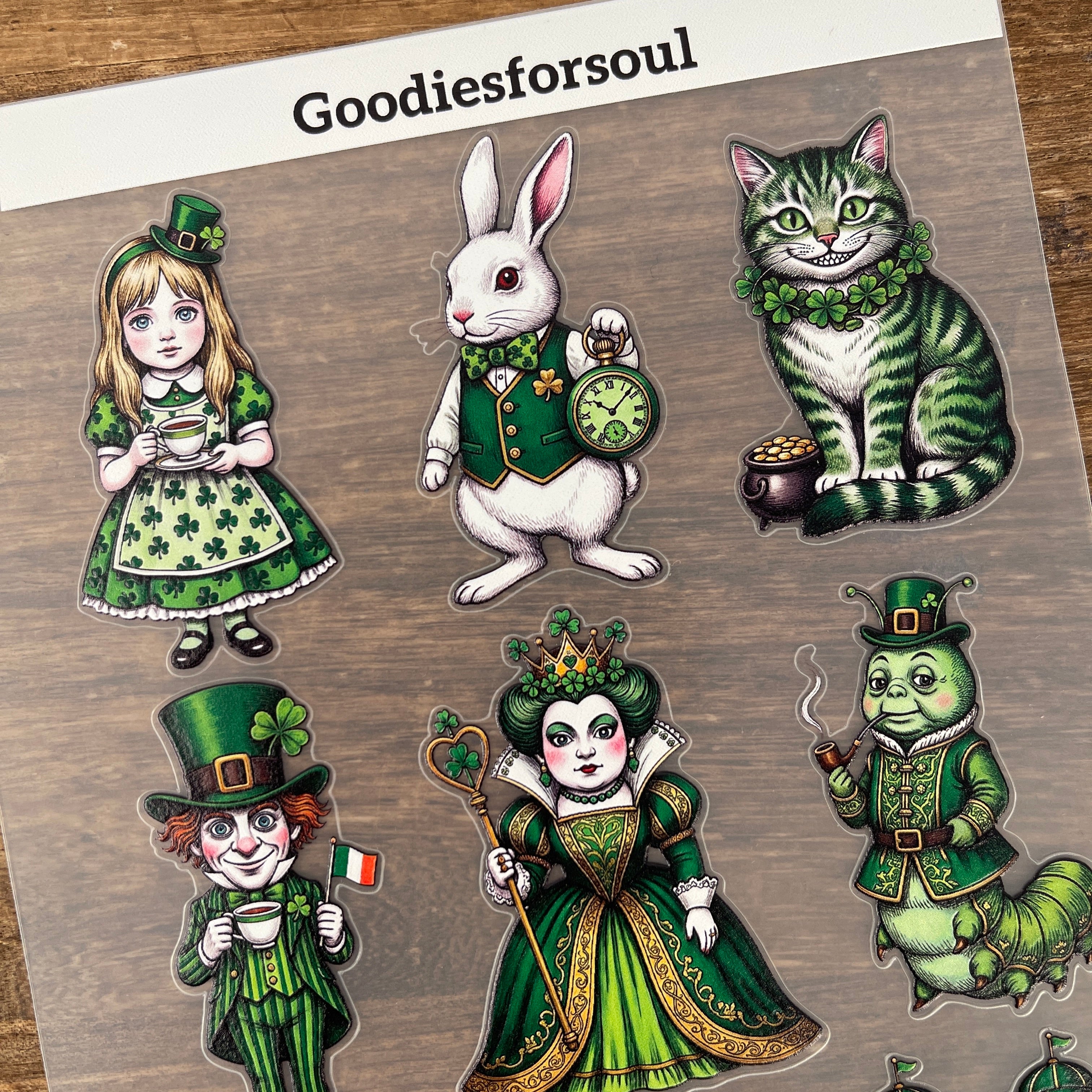 3D Alice in Wonderland x St. Patrick day PET Sticker 1 Pcs – Goodiesforsoul