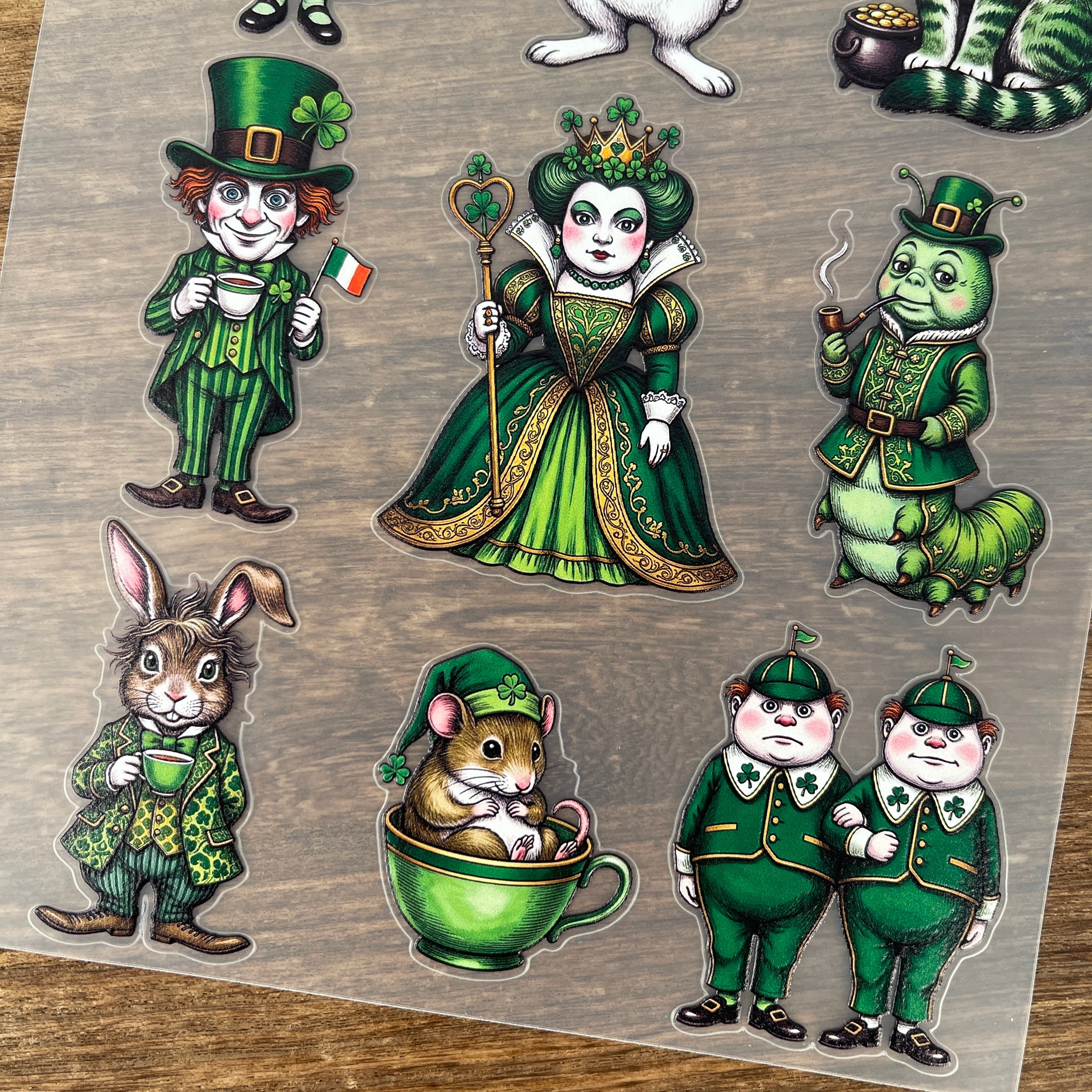 3D Alice in Wonderland x St. Patrick day PET Sticker 1 Pcs – Goodiesforsoul