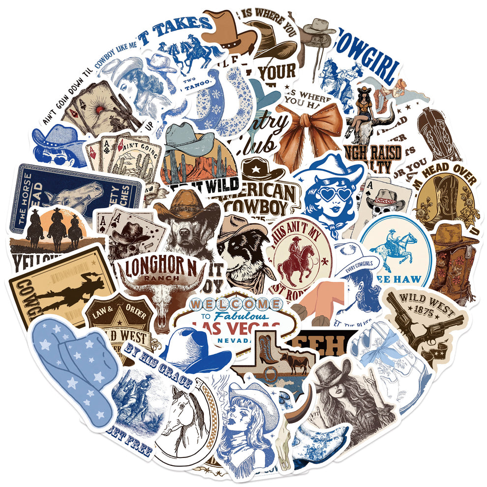 1223 50 western cowboy Stickers solid with white border – Goodiesforsoul