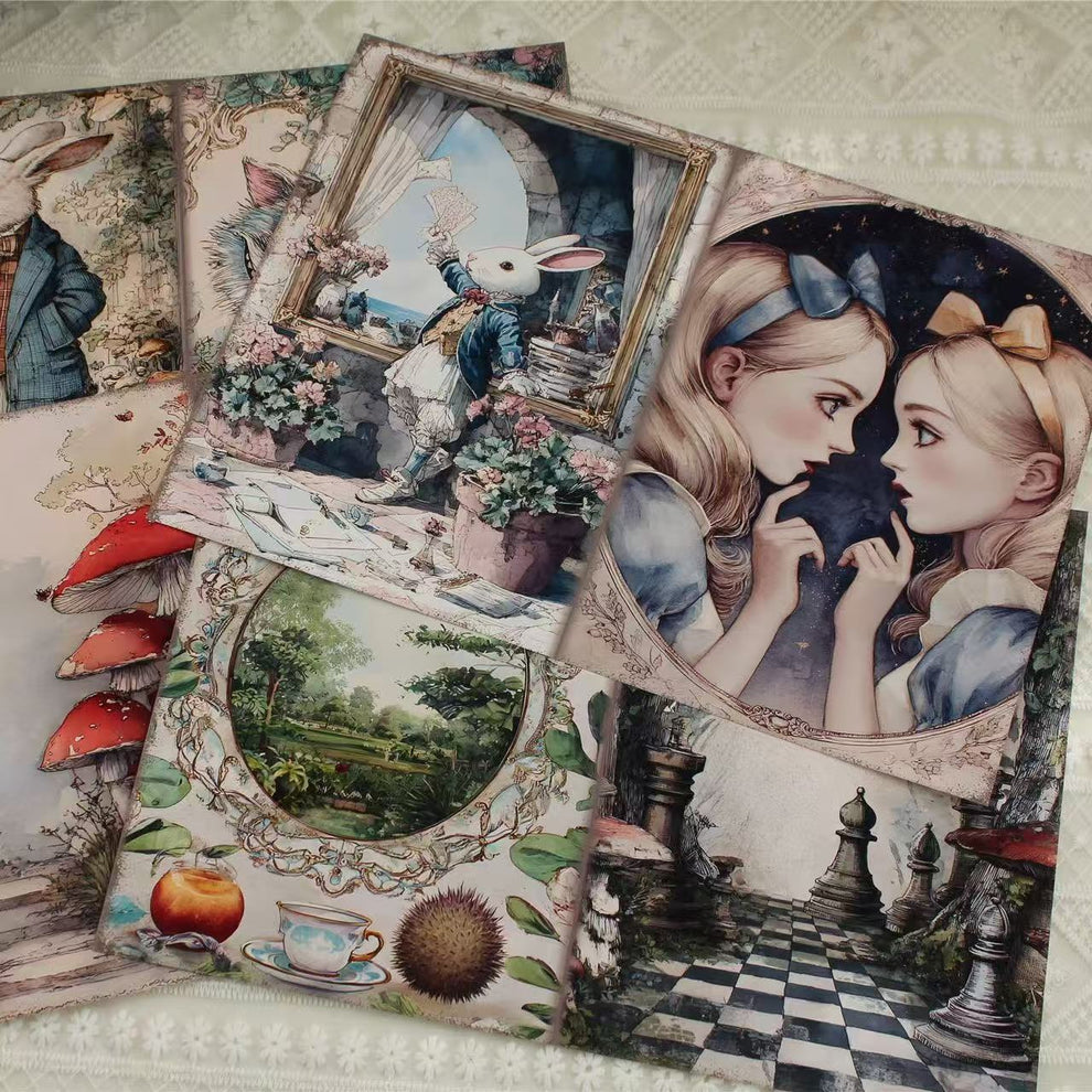 260120 A4 size Alice in Wonderland Style paper 10 pcs – Goodiesforsoul