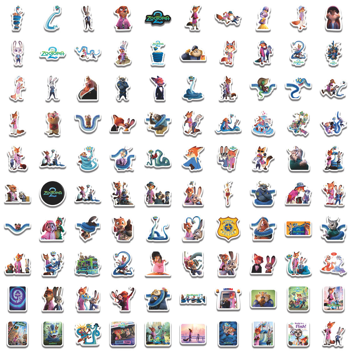 1224 100 Zootopia Stickers solid with white border – Goodiesforsoul