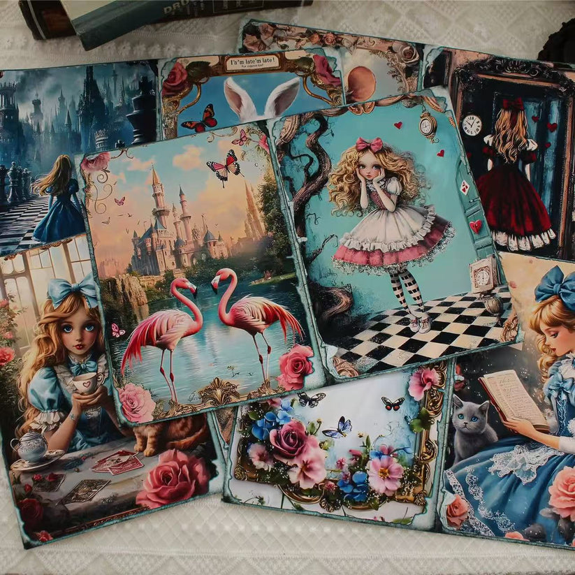 260129 A4 size Alice in Wonderland Style paper 11 pcs – Goodiesforsoul