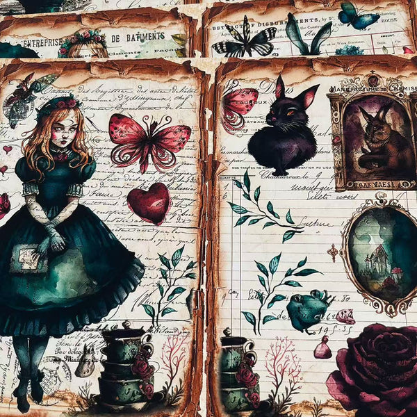 1025 A4 size Dark fairy tale Style Paper 4 pcs – Goodiesforsoul