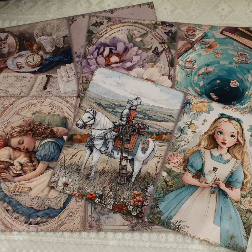 260129 A4 size Alice in Wonderland Style paper 10 pcs – Goodiesforsoul