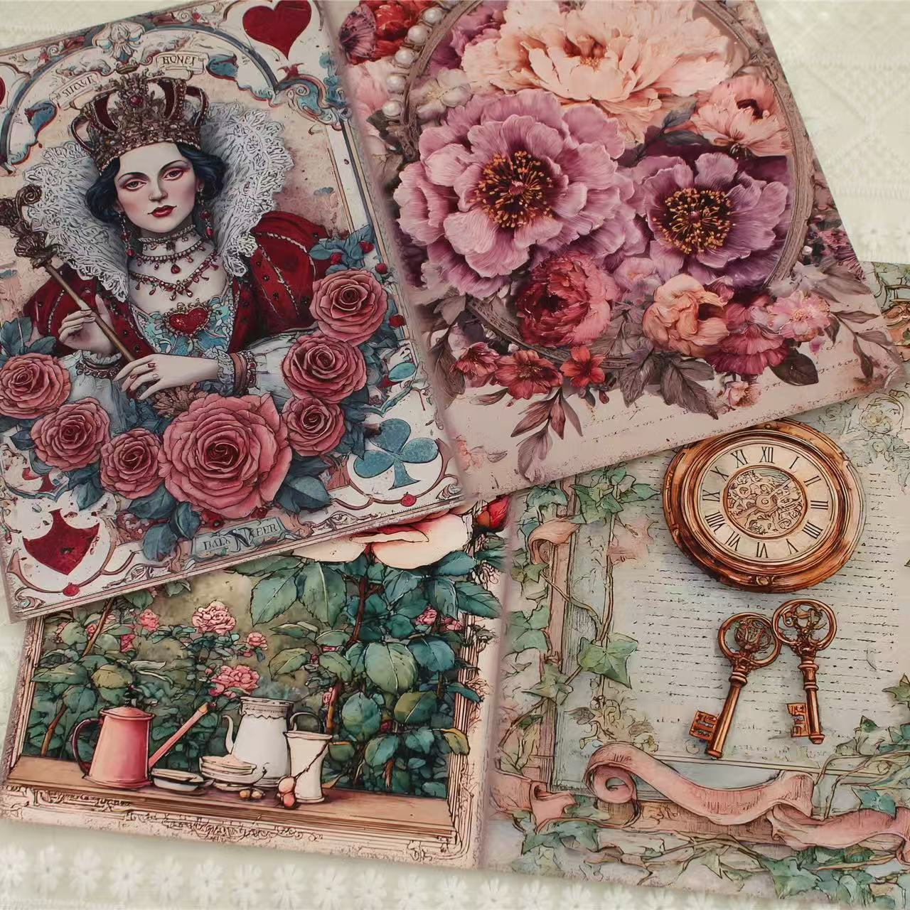 260129 A4 size Alice in Wonderland Style paper 10 pcs – Goodiesforsoul
