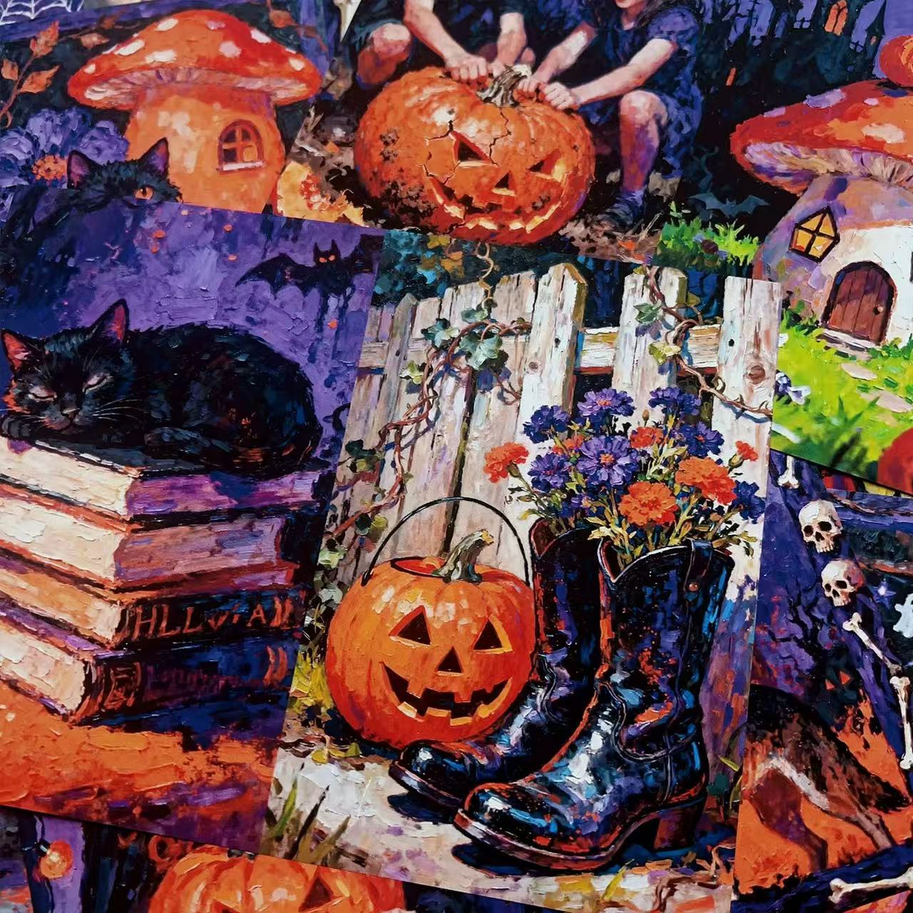 260117 A4 size Vintage Gothic Witch Halloween Style paper 4 pcs ...