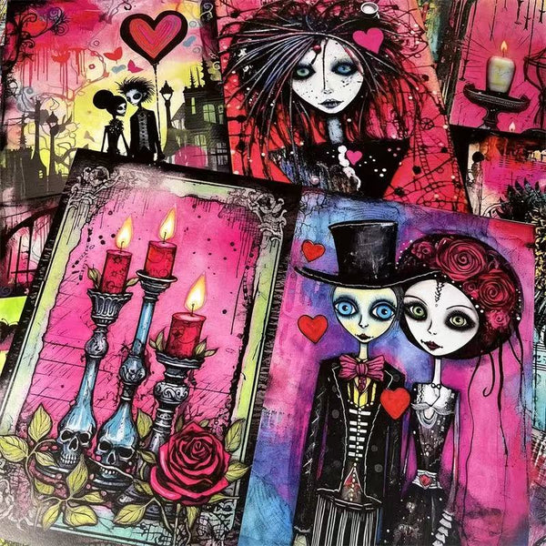 260112 A4 size Dark Gothic Valentine's Day Style paper 9 pcs ...