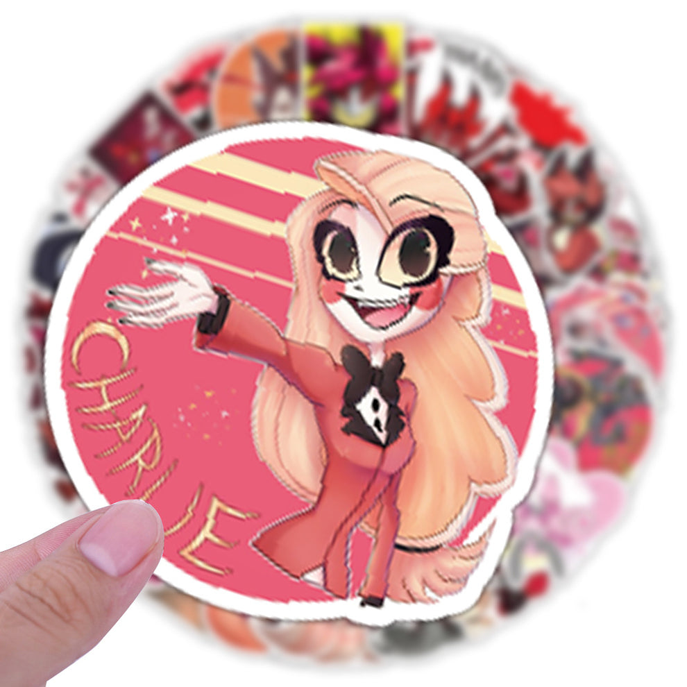 260113 50 Hazbin Hotel Stickers solid with white border – Goodiesforsoul