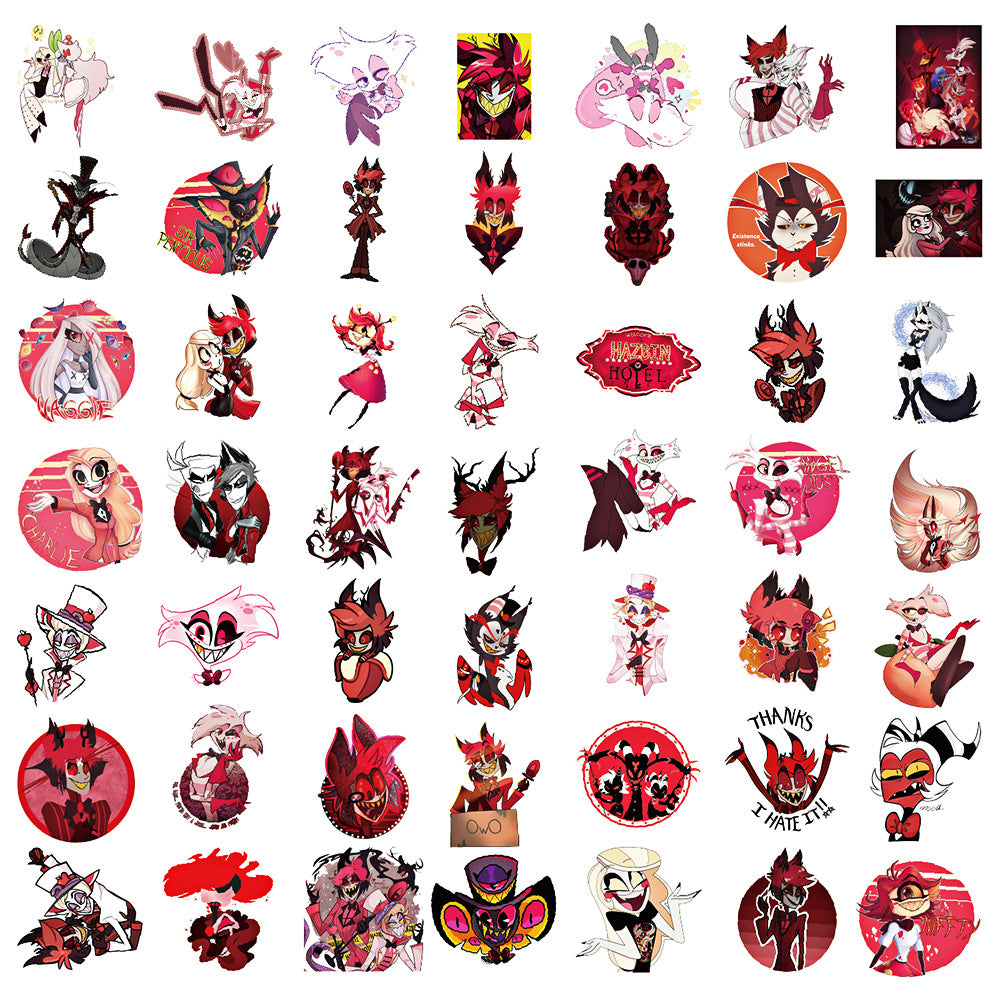 260113 50 Hazbin Hotel Stickers solid with white border – Goodiesforsoul