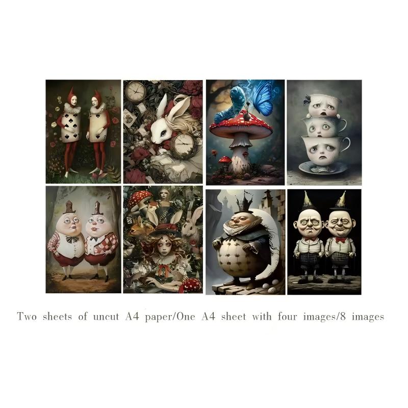 260117 A4 size Vintage Alice in Wonderland Style paper 2 pcs ...
